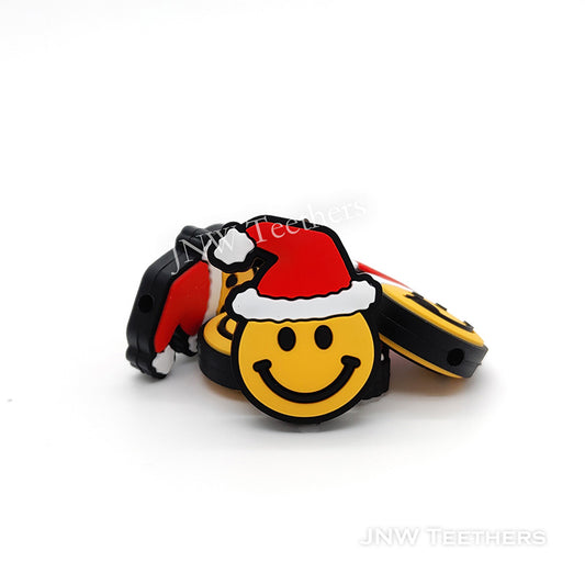 Red Hat Smiley Face Silicone Focal Beads