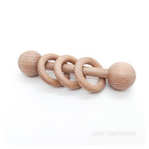 Wooden Rattles with 3 wood rings