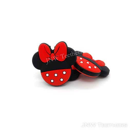 Polka dot Minnie Mouse Head Silicone Focal Beads